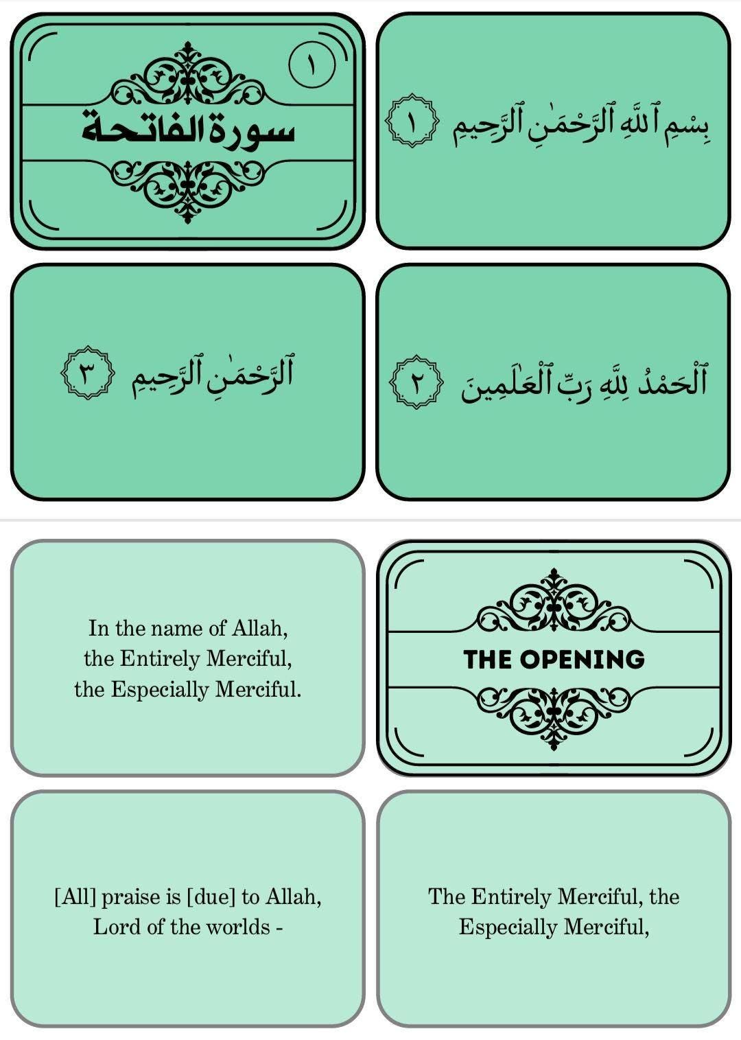 Surat Al Fatiha Ayah by Ayah Palm Cards -digital PDF - Etsy UK