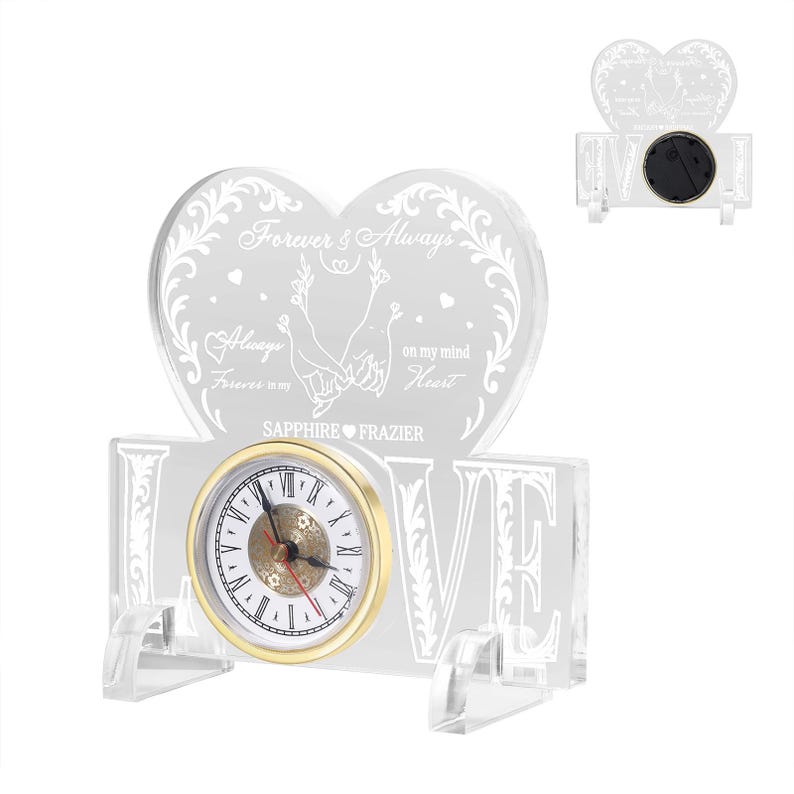 Custom Name Anniversary Gift Clock, Personalized Acrylic Timepiece for ...