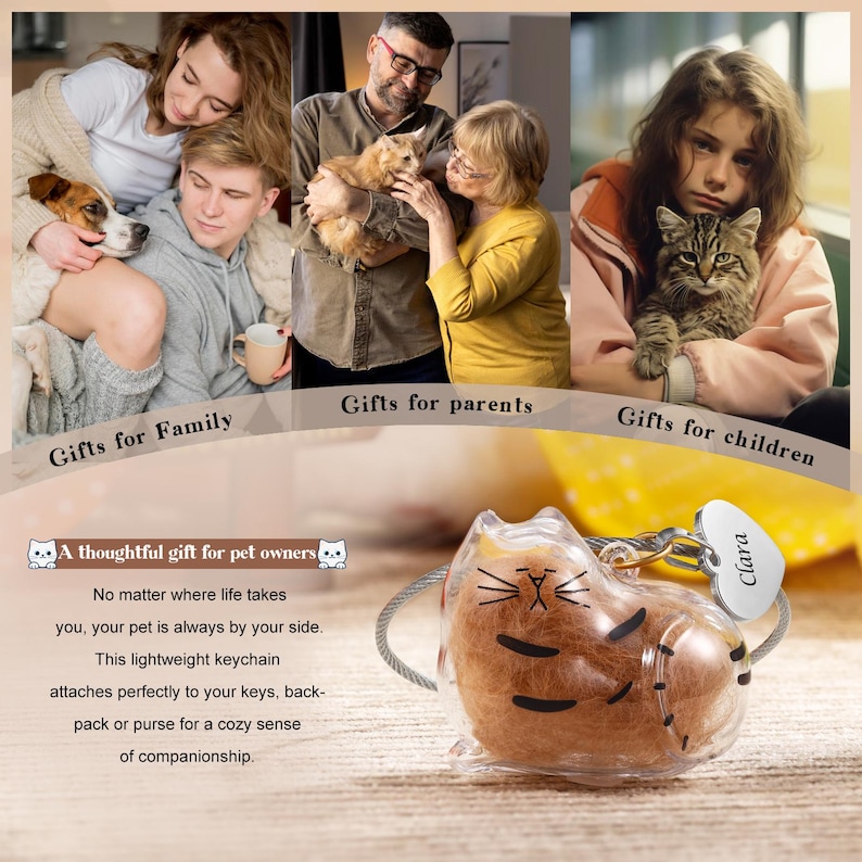 Cute Pet Hair Keepsake Keychain Memorial Charm,personalized Pet Hair ...