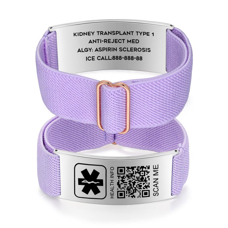 Medical ID Bracelet Men,qr Code Medical,adjustable Elastic Cord,medic ...