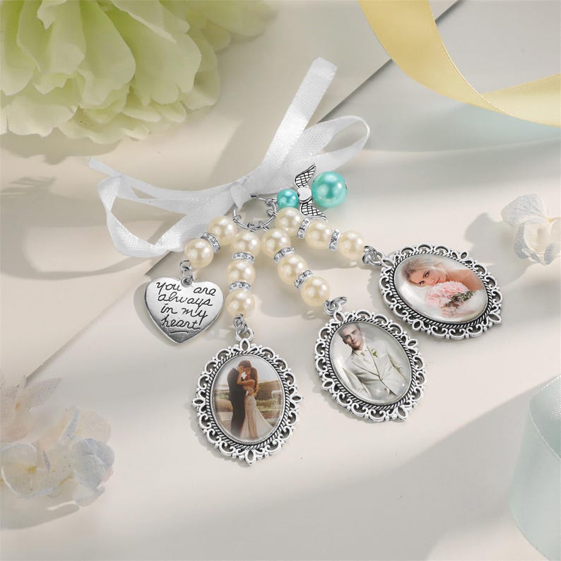 Personalized Bridal Bouquet Multi Photo Charm,memorial Picture Charm,3 ...