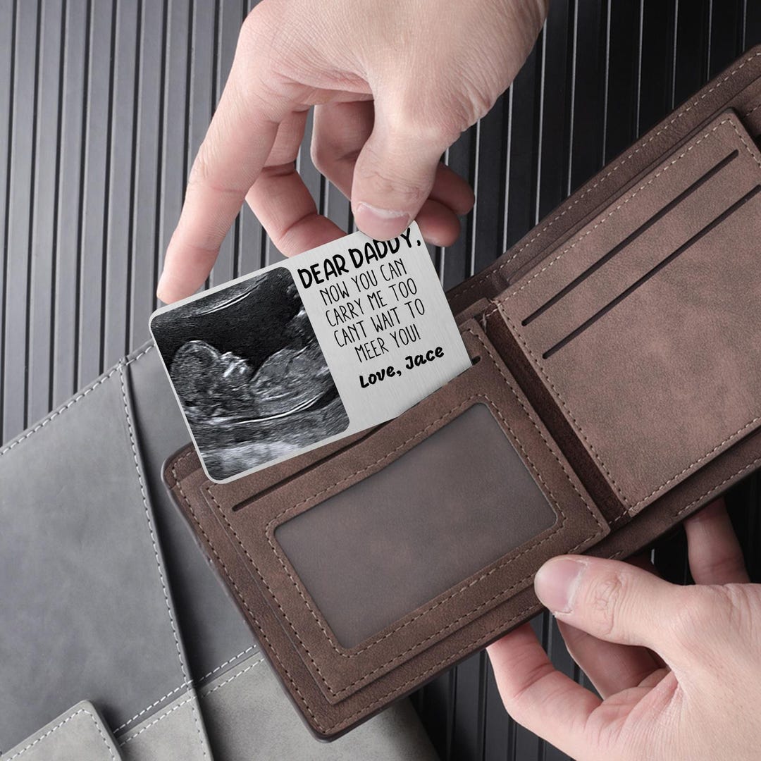 Personalized Metal Ultrasound Photo Wallet Card, New Baby Sonogram Gift ...