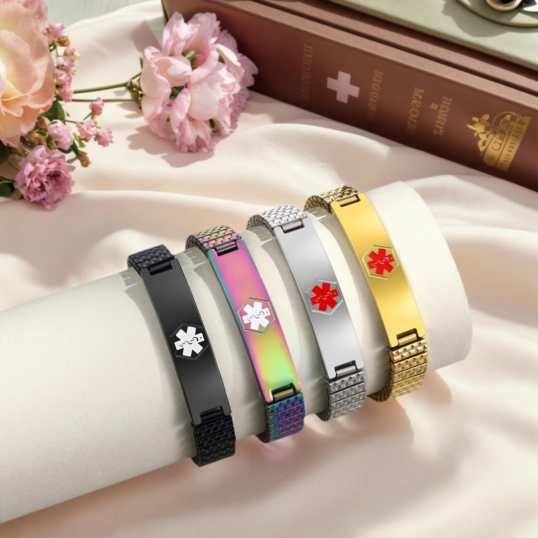 Personalized Medical Alert Bracelet for Men,stainless Steel Engraved ...