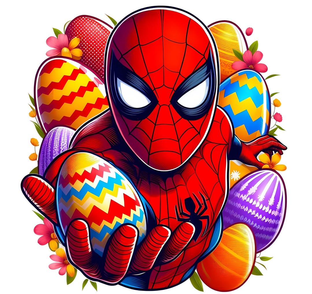 Spiderman Easter Eggs PNG, Watercolor Superhero Design (instant ...