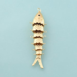 Gold Movable 3D Articulated Fish Charms,marine Life Jewelry,fish ...