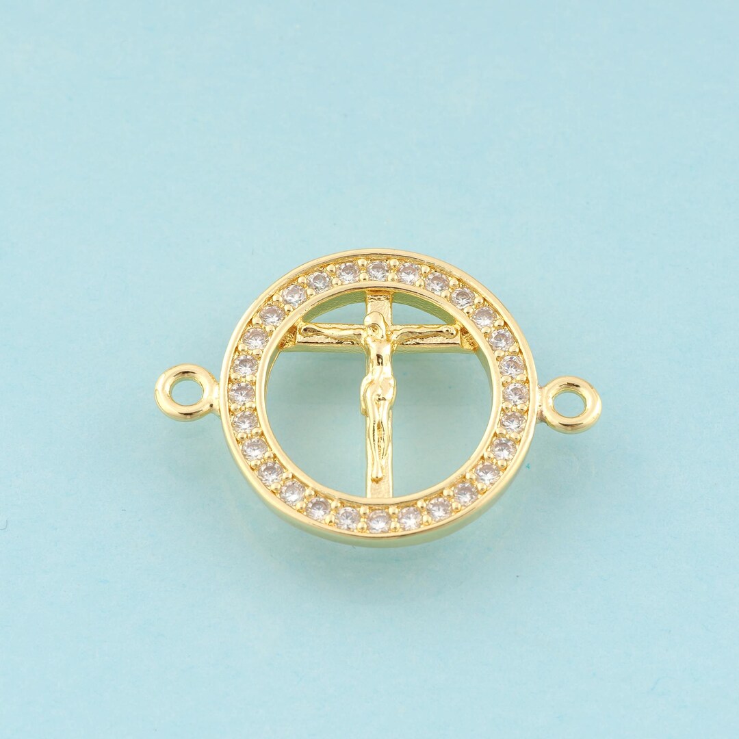 Gold CZ Victim Connector,cross Jewelry Connector,christian Connector ...