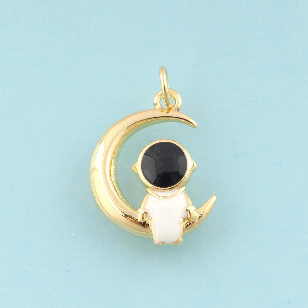 Gold Enamel Moon Charms,astronaut Jewelry,spaceman Pendant for DIY ...