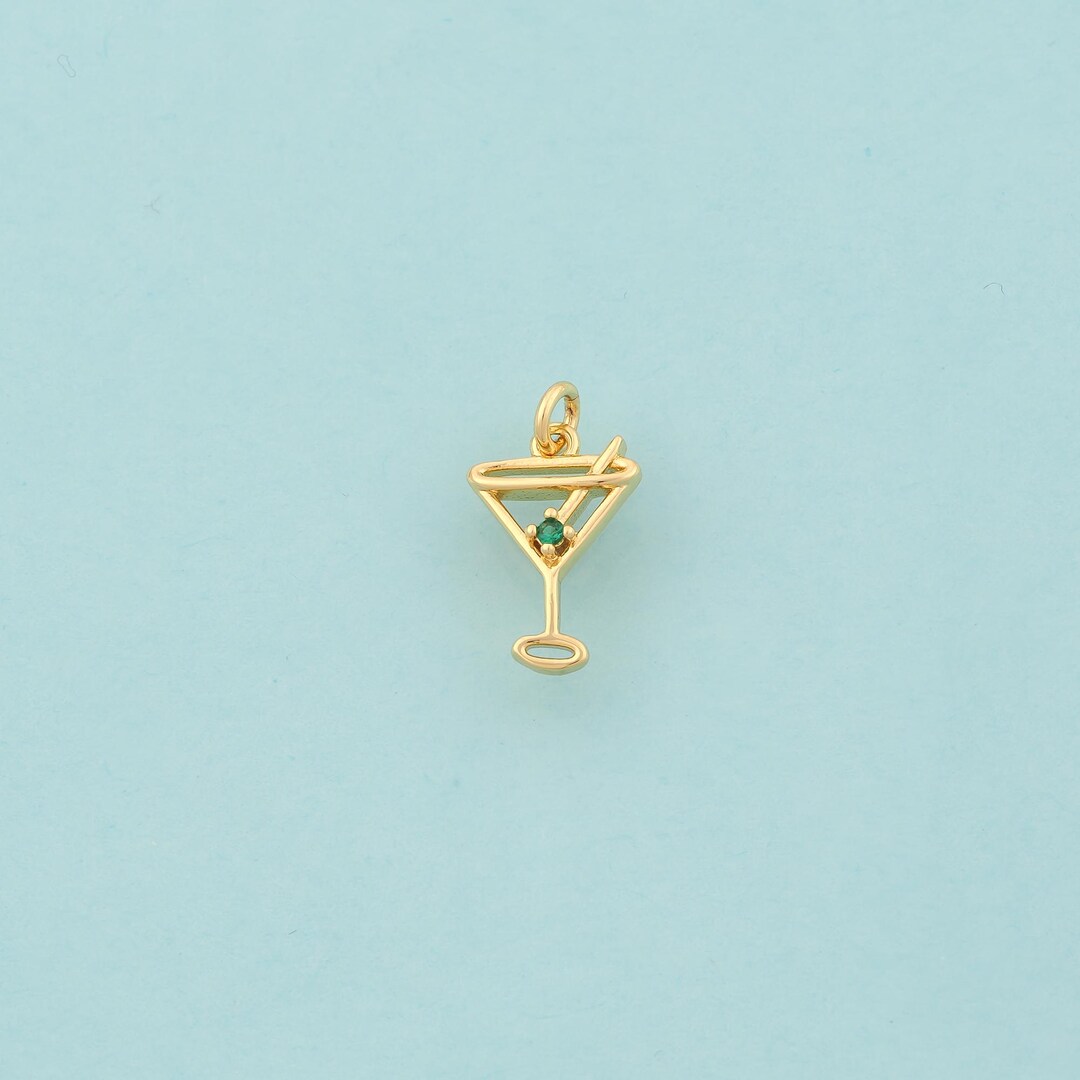 Gold CZ Goblet Charms,wine Glass Jewelry,goblet Pendant for DIY Jewelry ...