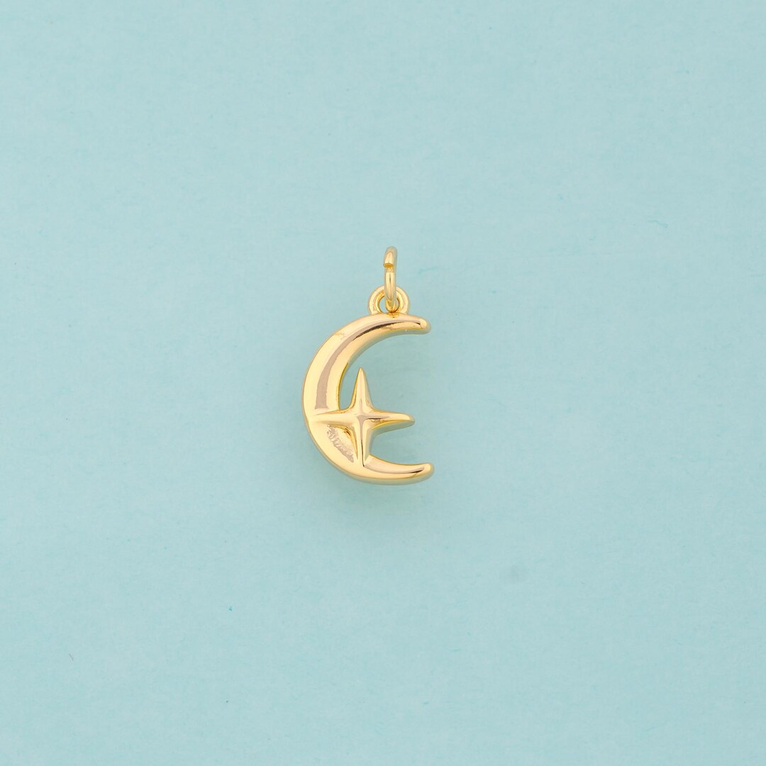 Gold Moon Charms,star Jewelry,moon Pendant for DIY Jewelry Making,18k ...