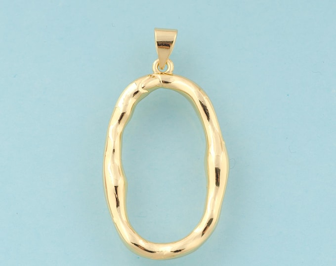 18K Gold Oval Charms,minimalist Charms Pendants,oval Charm for DIY ...