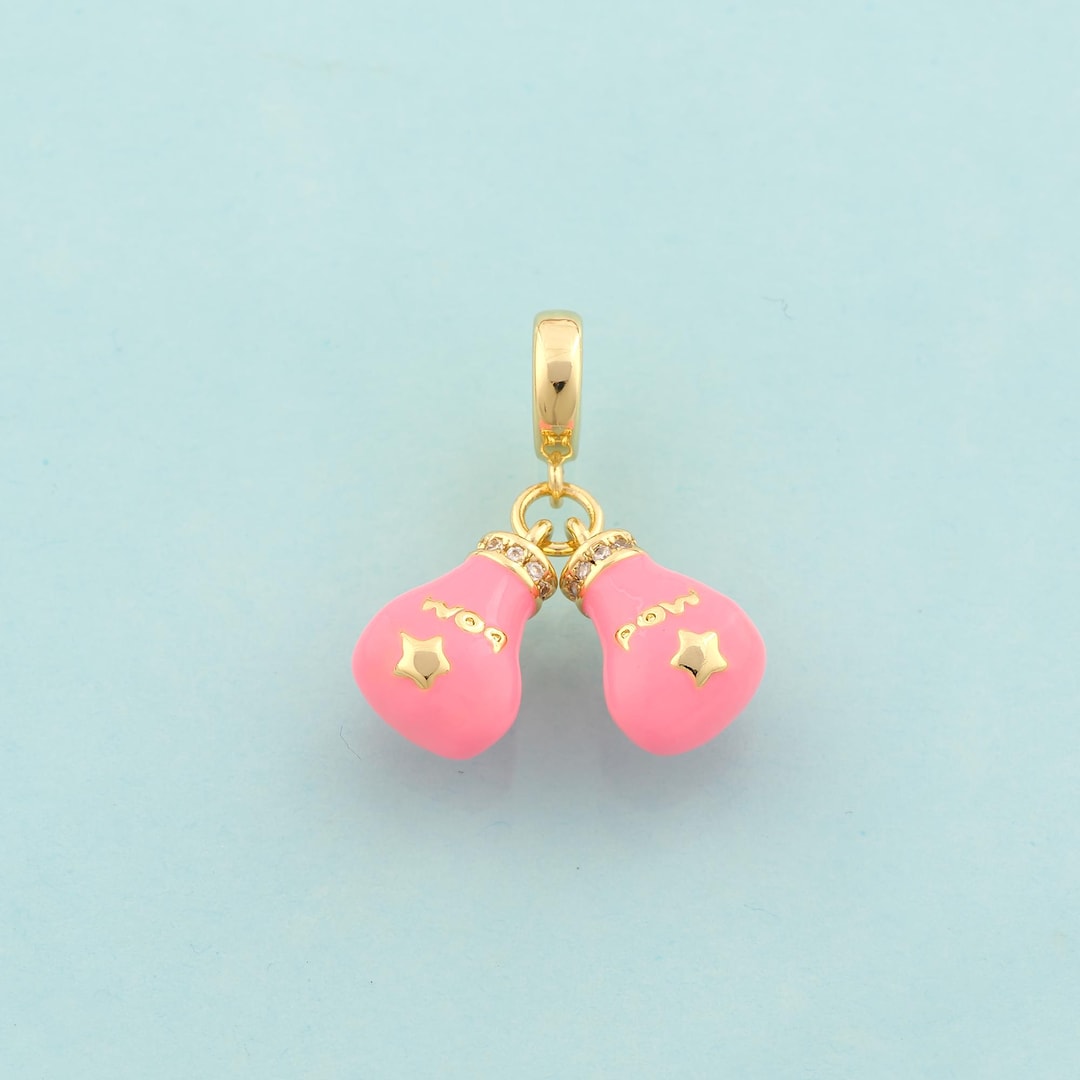 Gold CZ Boxing Charms,boxing Gloves Jewelry,enamel Gloves Pendant for ...