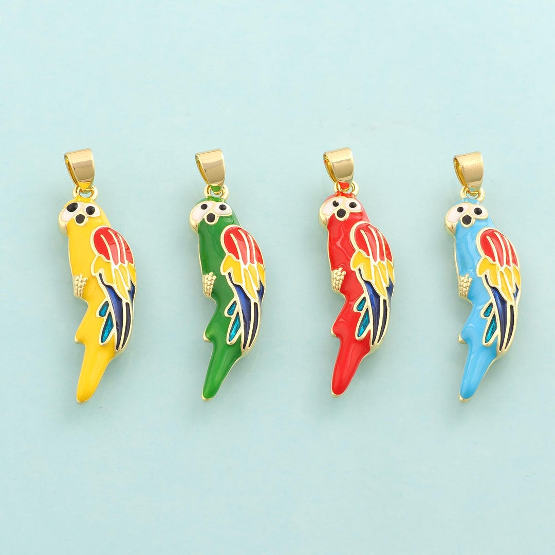 Gold Enamel Parrot Charms,flying Jewelry,animal Pendant for DIY Jewelry ...