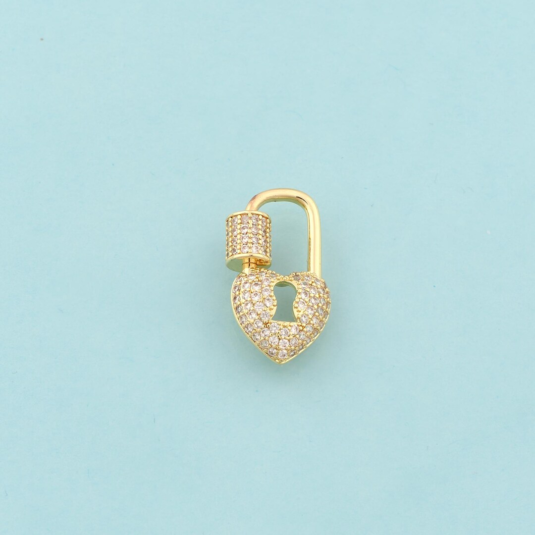 Gold CZ Screw Clasp,carabiner Jewelry Clasp,heart Lock Clasp for DIY ...