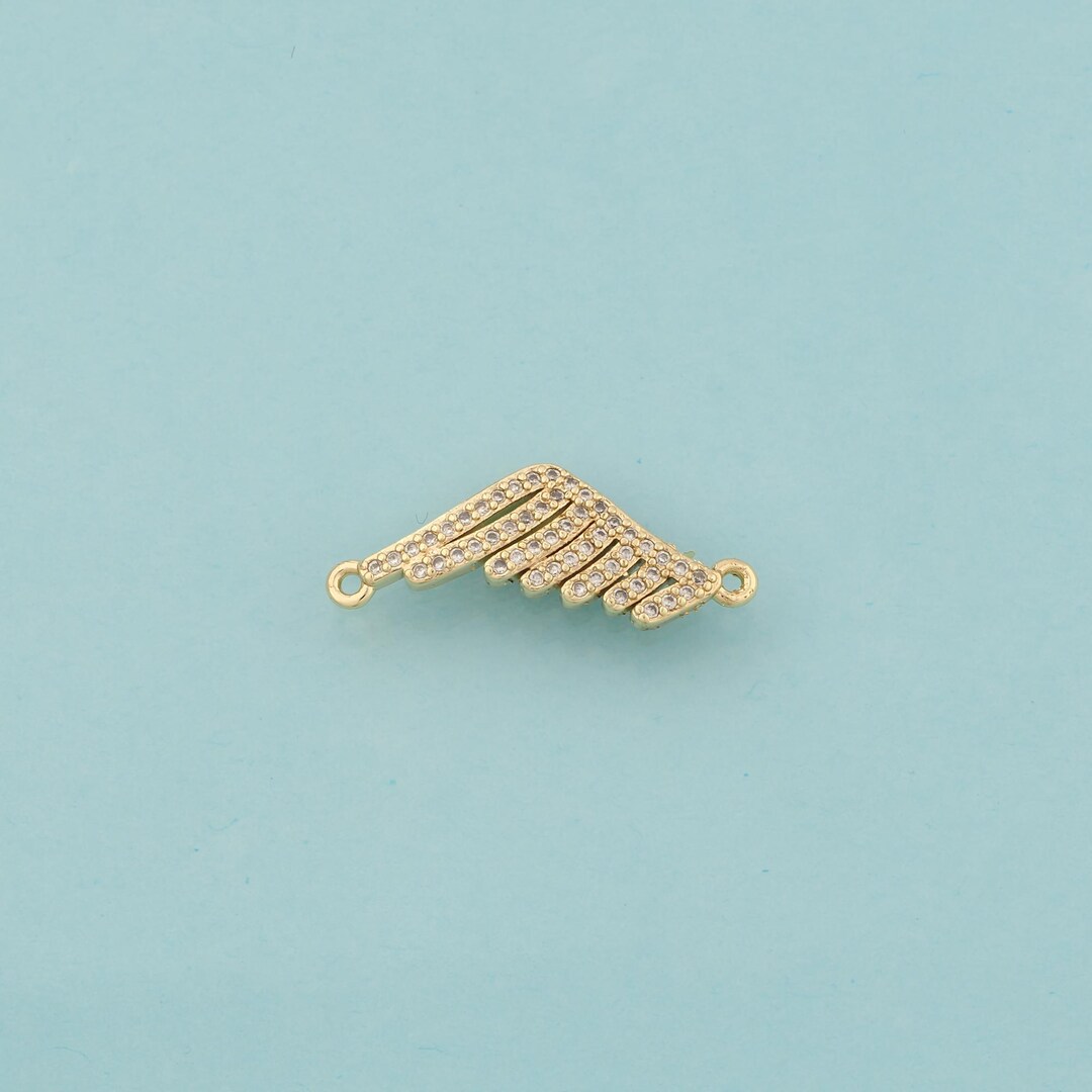 Gold CZ Angel Wings Connector,animal Wings Jewelry Connector,wings ...