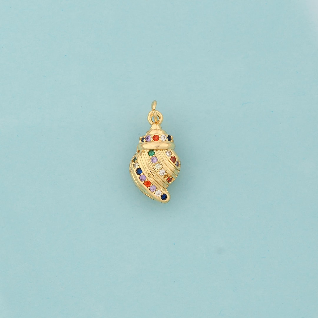 Gold CZ Conch Charms,conch Jewelry,conch Pendant for DIY Jewelry Making ...