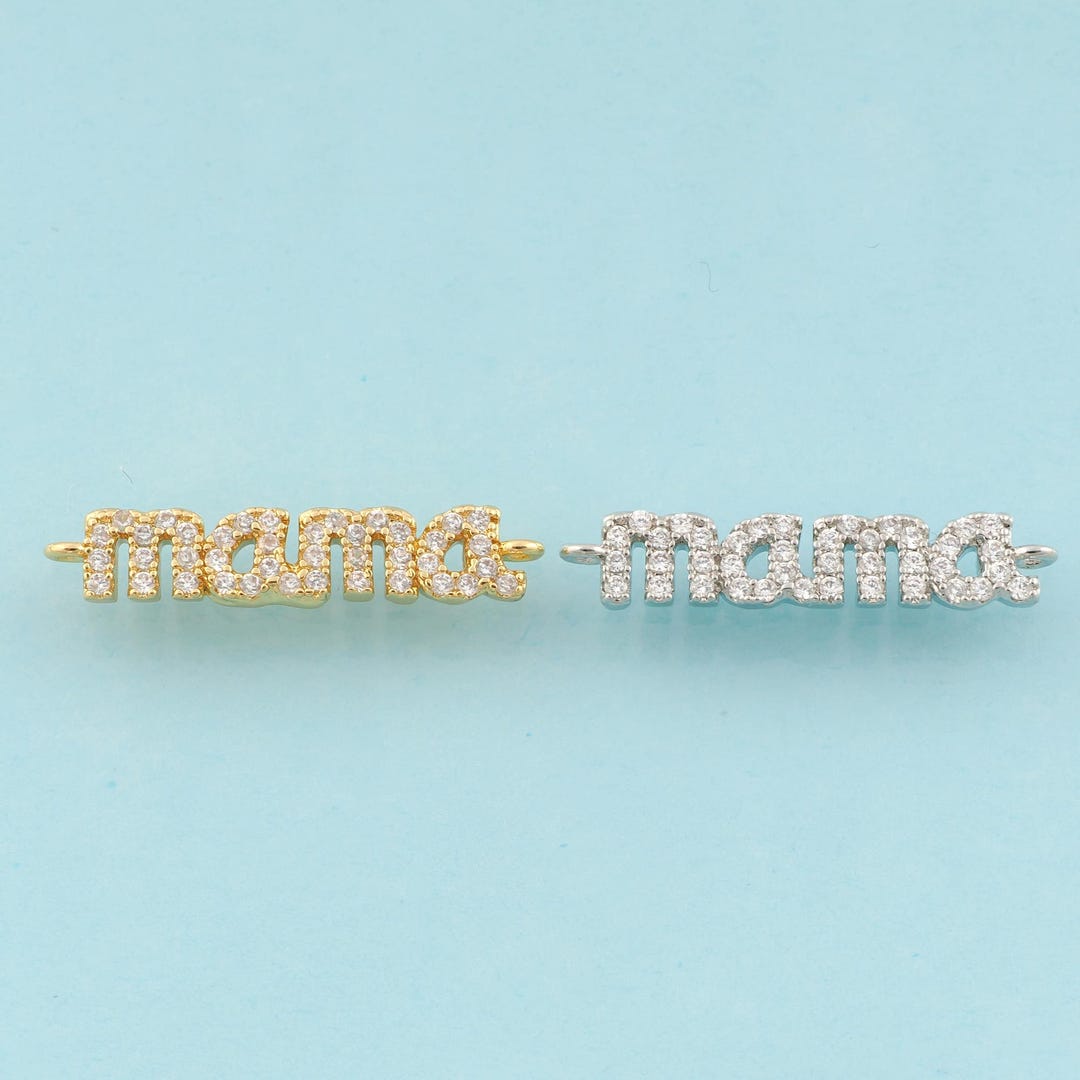 Gold CZ MAMA Connector,letter Jewelry Connector,letter Connector for ...