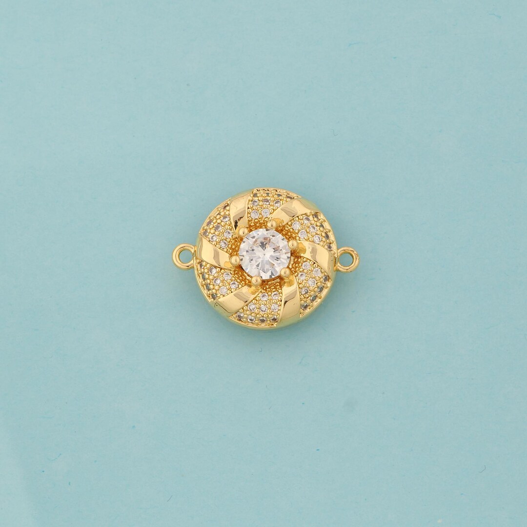 Gold CZ Round Connector,round Jewelry Connector,round Connector for DIY ...