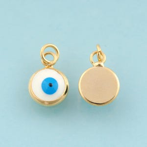 Gold Enamel Evil Eye Charms,round Jewelry,devil Eye Pendant for DIY ...