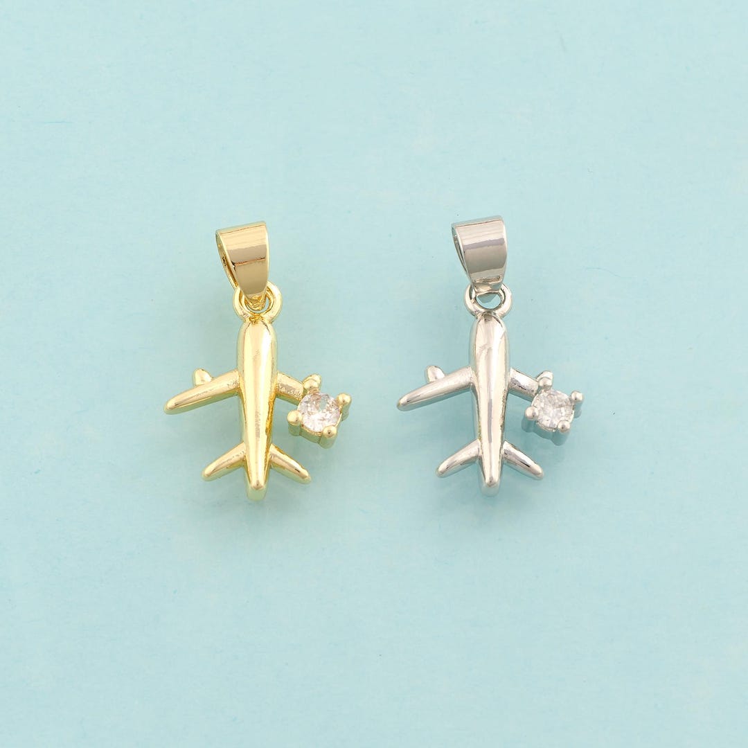 Gold CZ Airplane Charms,airplane Jewelry,airplane Pendant for DIY ...