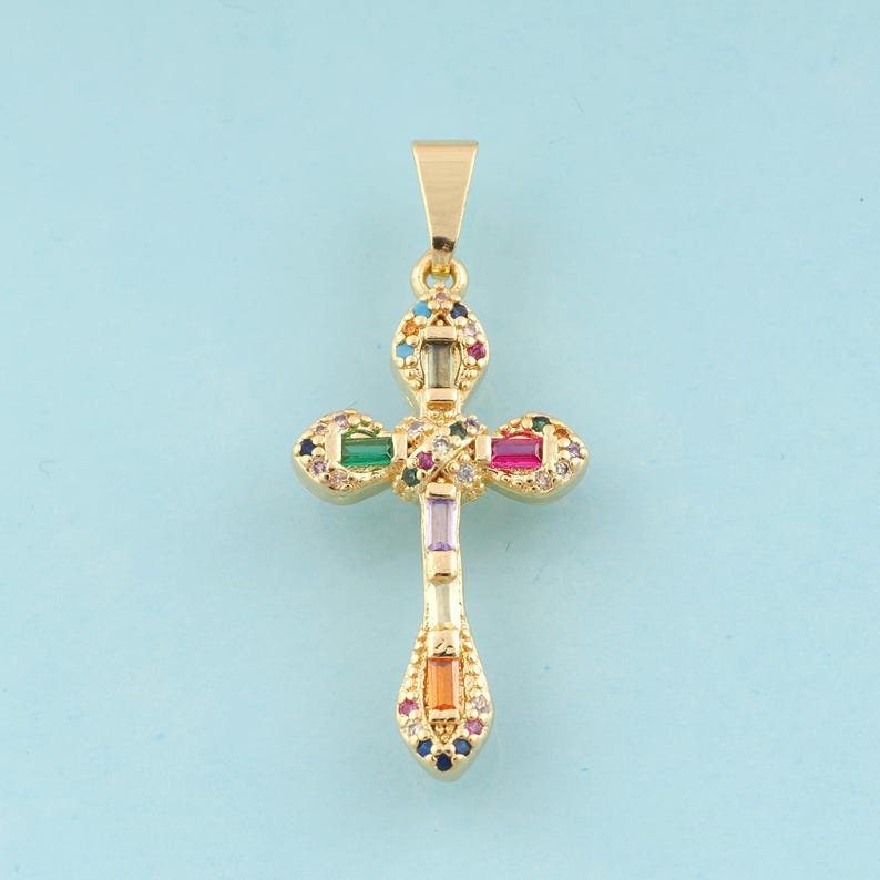 Gold CZ Cross Charms,religious Jewelry,christian Pendant for DIY ...