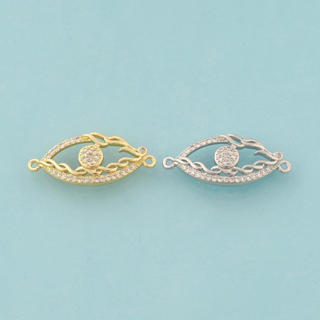 Gold CZ Evil Eye Connector,devil Eye Jewelry Connector,eye Connector ...