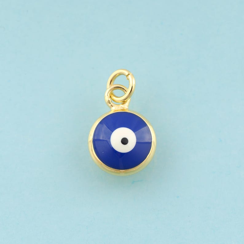 Gold Enamel Evil Eye Charms,round Jewelry,devil Eye Pendant for DIY ...