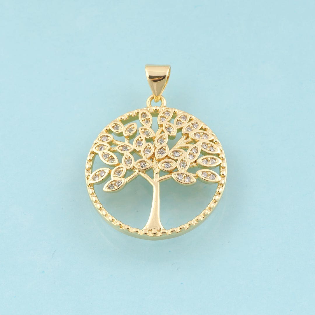 Gold CZ Tree of Life Charms,tree of Life Jewelry,tree of Life Pendant ...