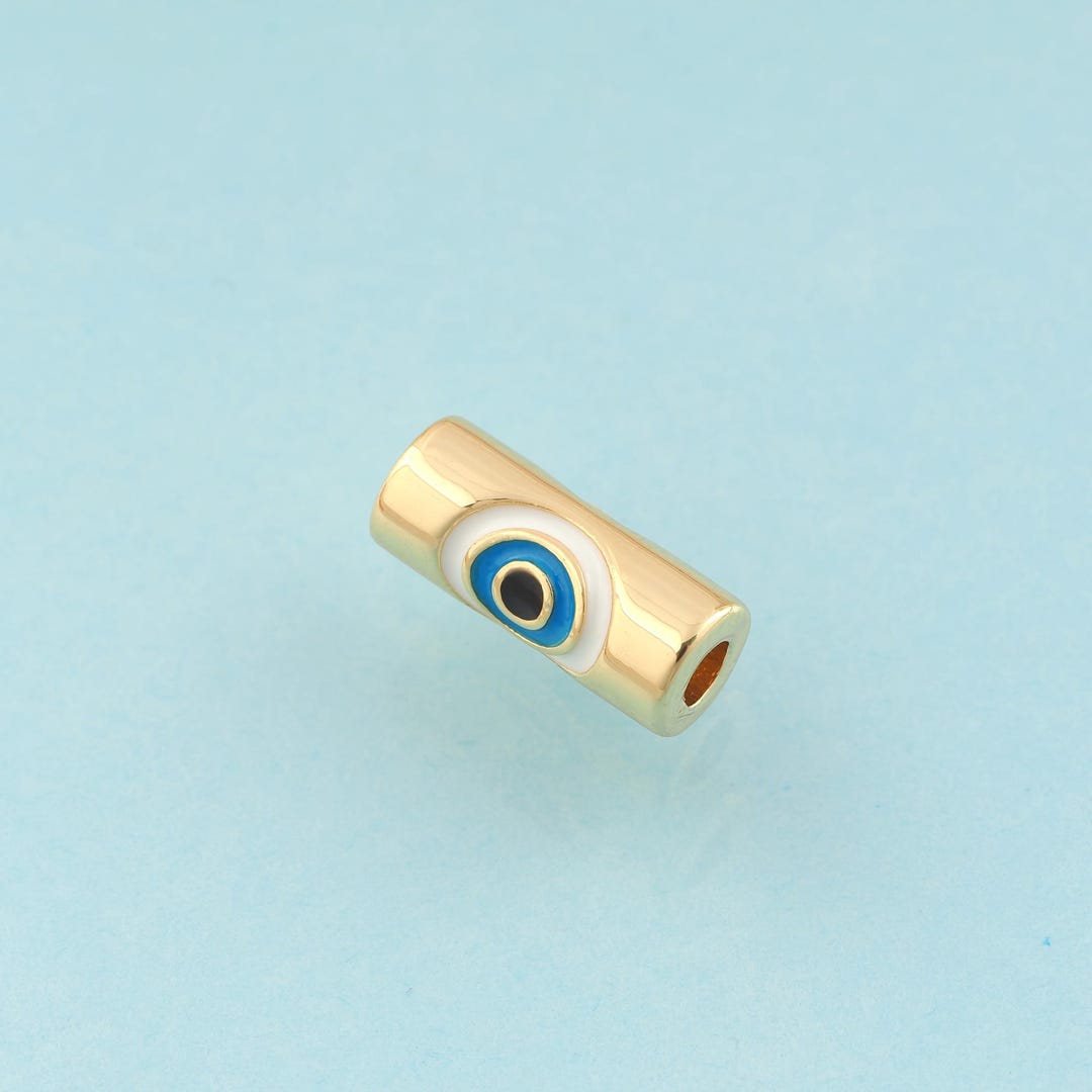 Enamel Evil Eye Spacer Beads,devil Eye Beads,tube Beads for DIY Jewelry ...