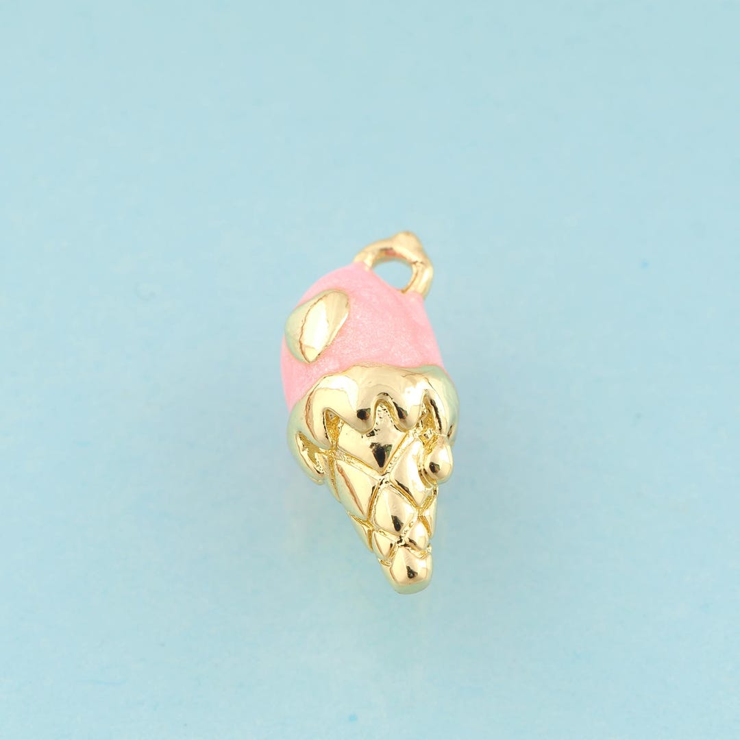 Gold Enamel Ice Cream Charms,heart Jewelry,ice Cream Pendant for DIY ...