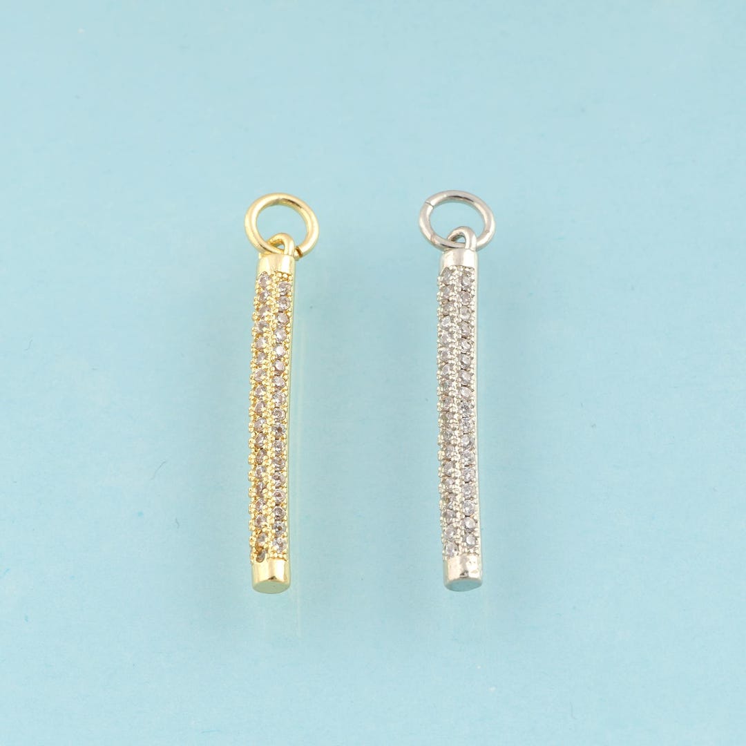 Gold CZ Stick Charms,minimalist Jewelry,stick Pendant for DIY Jewelry ...