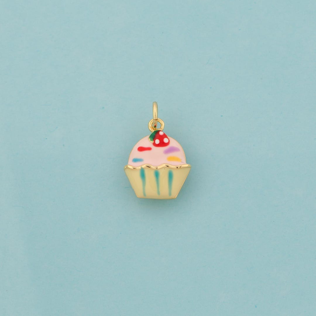 Gold Enamel Cake Charms,dessert Jewelry,cake Pendant for DIY Jewelry ...