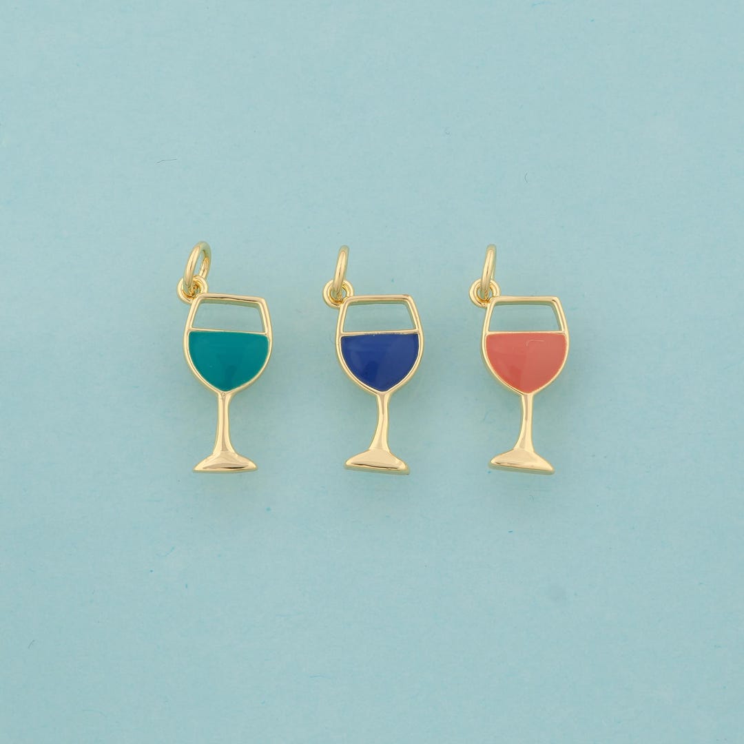 Gold Enamel Goblet Charms,wine Glass Jewelry,goblet Pendant for DIY ...