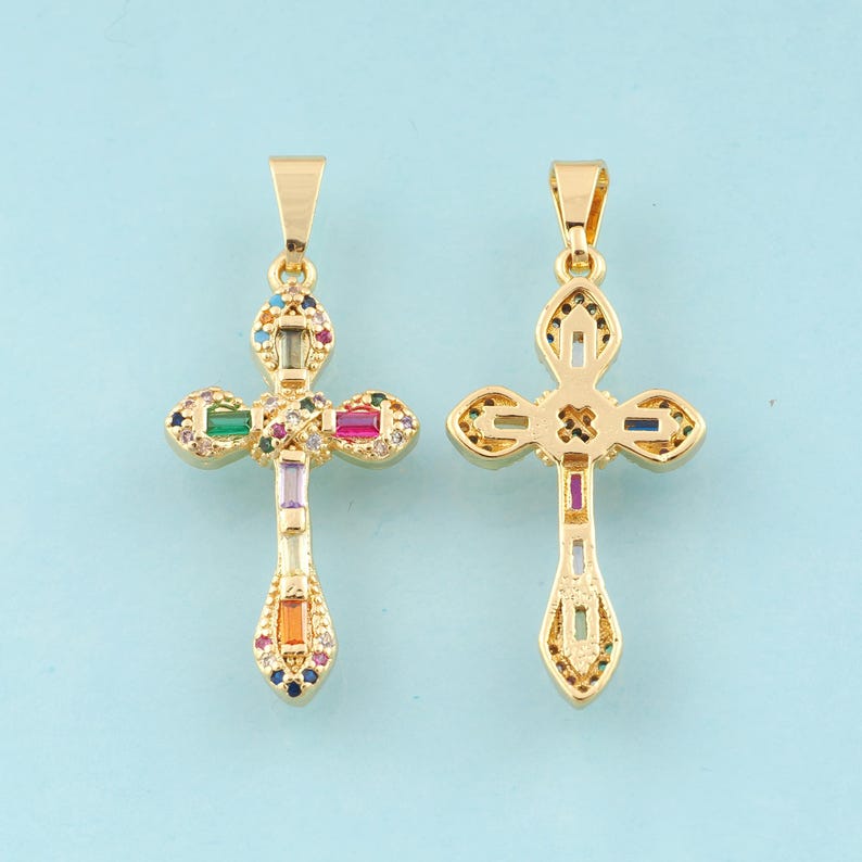 Gold CZ Cross Charms,religious Jewelry,christian Pendant for DIY ...