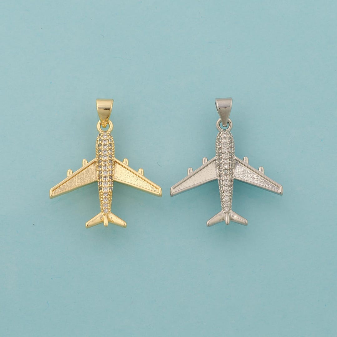 Gold CZ Airplane Charms,airplane Jewelry,airplane Pendant for DIY ...