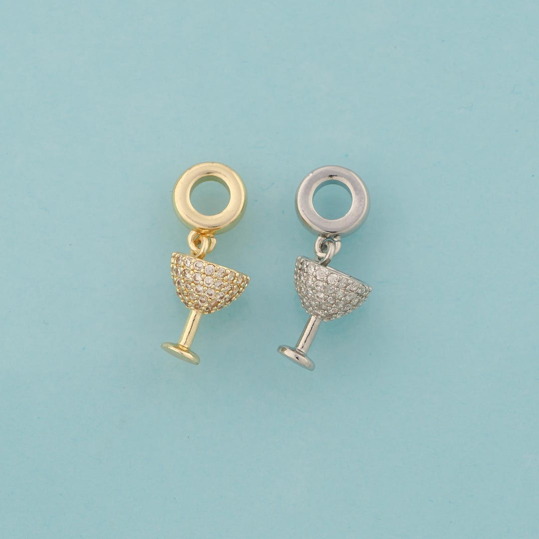 Gold CZ Goblet Charms,wine Glass Jewelry,goblet Pendant for DIY Jewelry ...