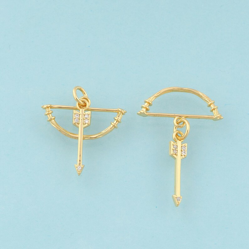 Gold CZ Bow and Arrow Charms,bow Jewelry,arrow Pendant for DIY Jewelry ...