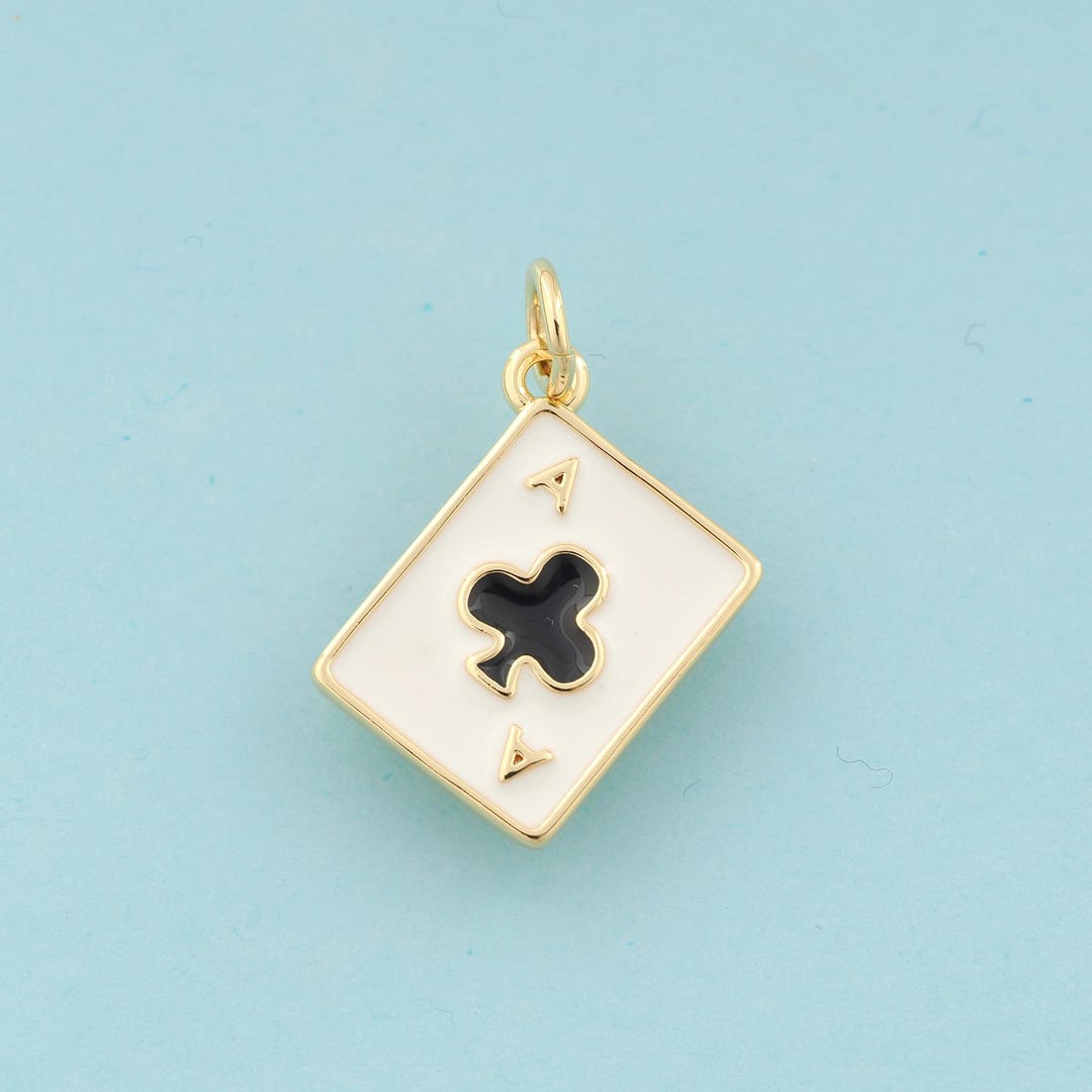 Gold Enamel Playing Card Charms,square Jewelry,playing Card Pendant for ...