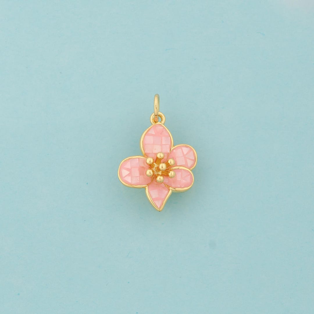 Gold Enamel Flower Charms,flower Jewelry,flower Pendant for DIY Jewelry ...