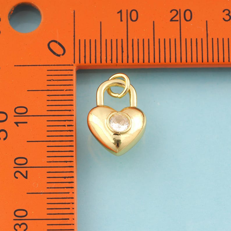 Gold CZ Heart Charms,lock Jewelry,heart Pendant for DIY Jewelry Making ...
