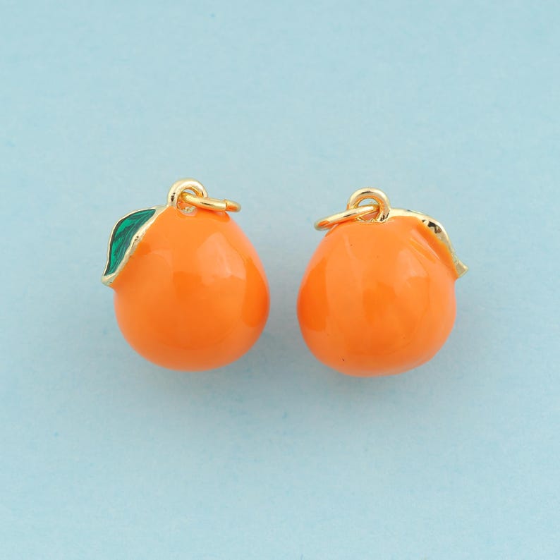 Gold Enamel Persimmon Charms,fruit Jewelry,persimmon Pendant for DIY ...