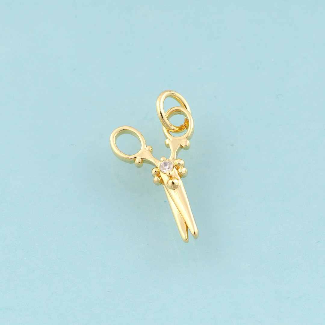 Gold CZ Scissors Charms,scissors Jewelry,scissors Pendant for DIY ...