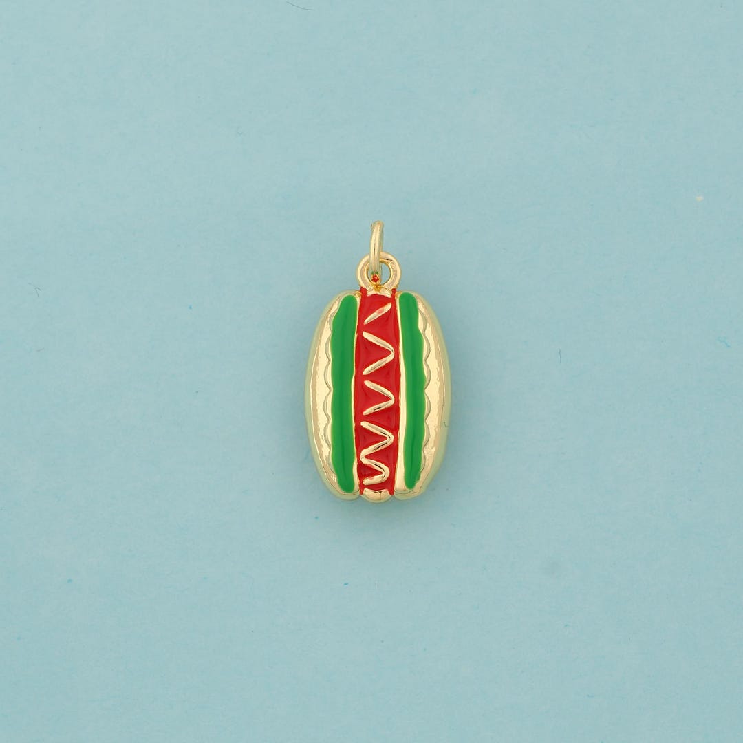 Gold Enamel Hot Dog Charms,hot Dog Jewelry,hot Dog Pendant for DIY ...