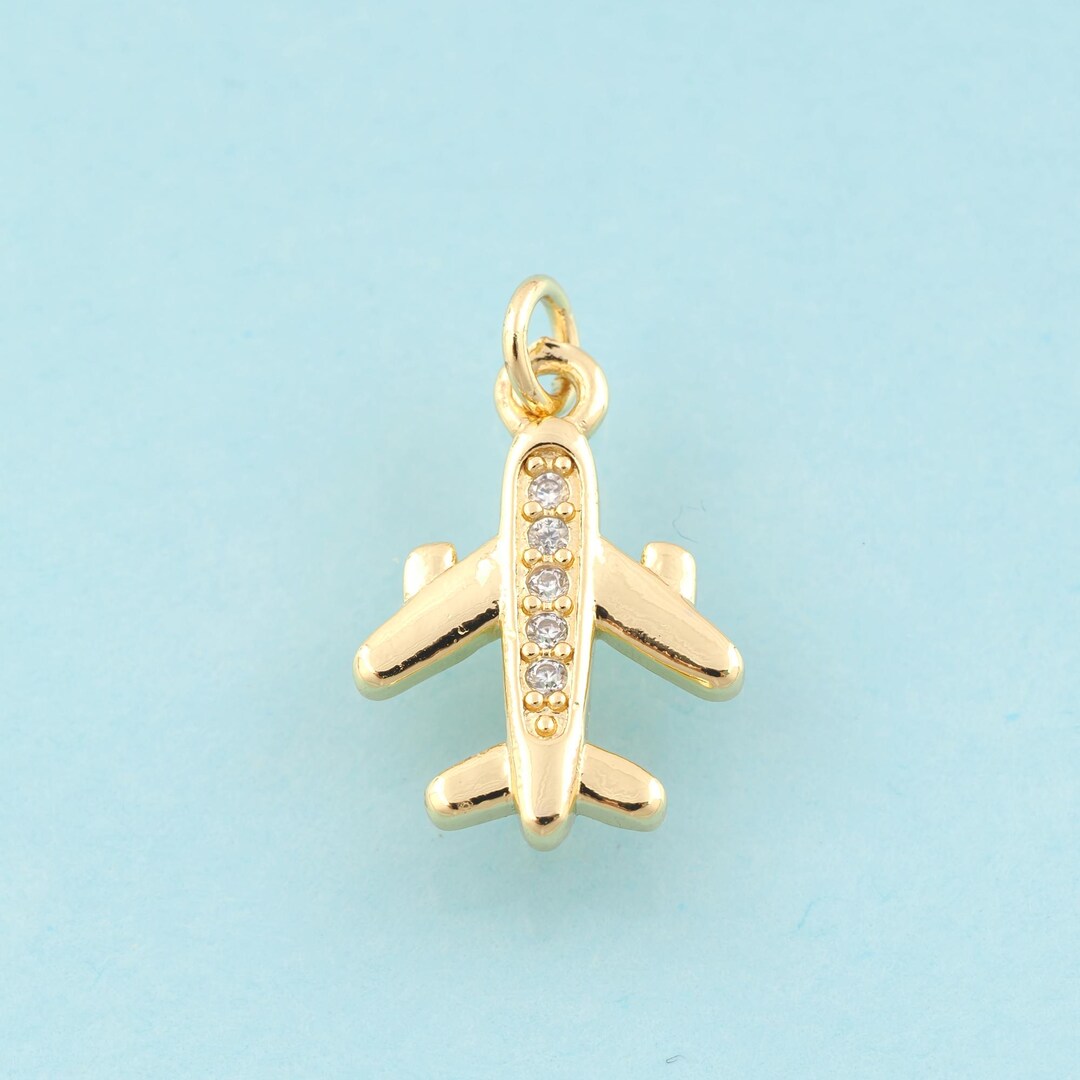 Gold CZ Aircraft Charms,aircraft Jewelry,aircraft Pendant for DIY ...