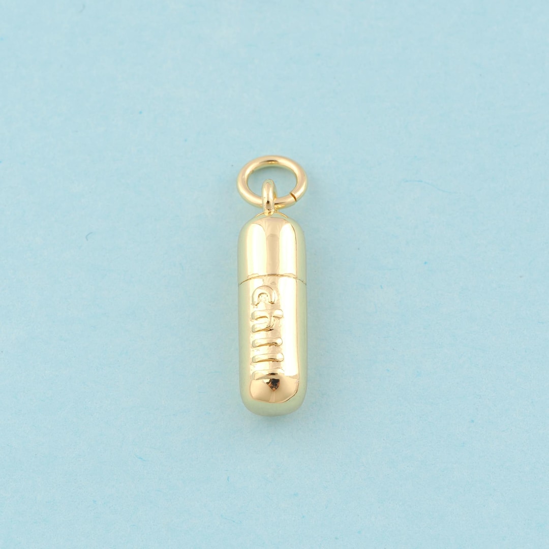 Gold Pill Charms,capsule Jewelry,bar Pendant for DIY Jewelry Making,18k ...