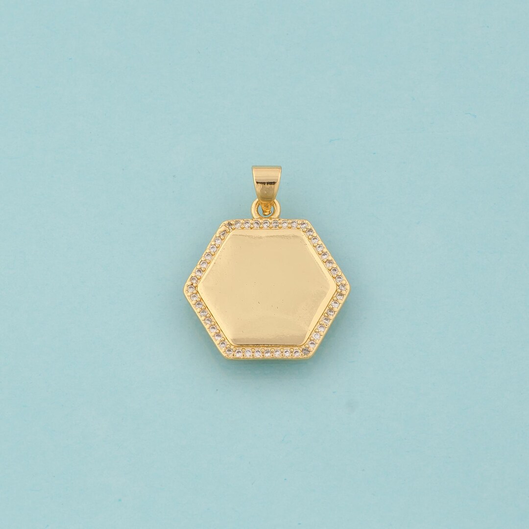 Gold CZ Hexagon Charms,hexagon Jewelry,hexagon Pendant for DIY Jewelry ...