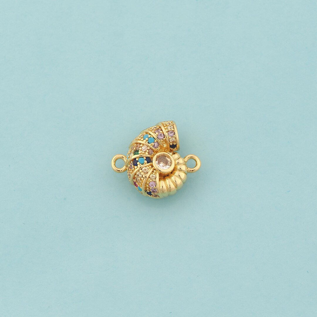 Gold CZ Snail Shell Connector,snail Shell Jewelry Connector,snail Shell ...