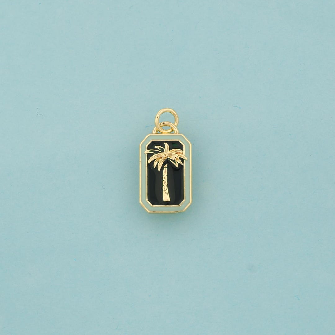 Gold Enamel Coconut Tree Charms,coconut Tree Jewelry,coconut Tree ...