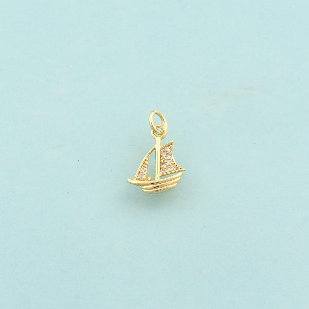 Gold CZ Boat Charms,boat Jewelry,boat Pendant for DIY Jewelry Making ...