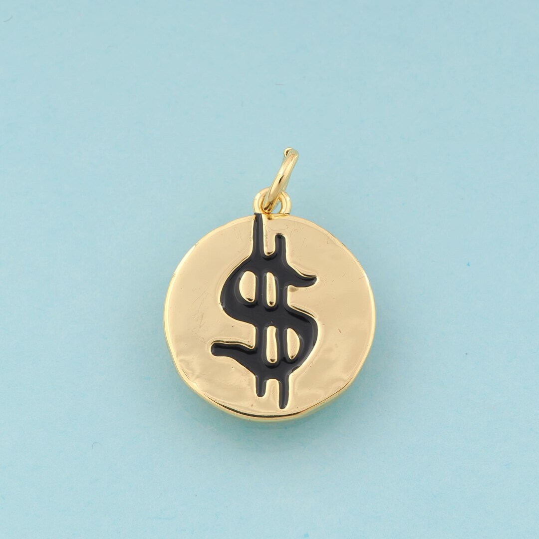 Gold Enamel Money Symbol Charms,symbol Jewelry,round Pendant for DIY ...