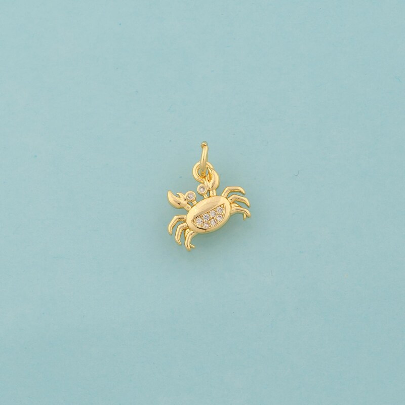 Gold Diamond Crab Pendant - Etsy